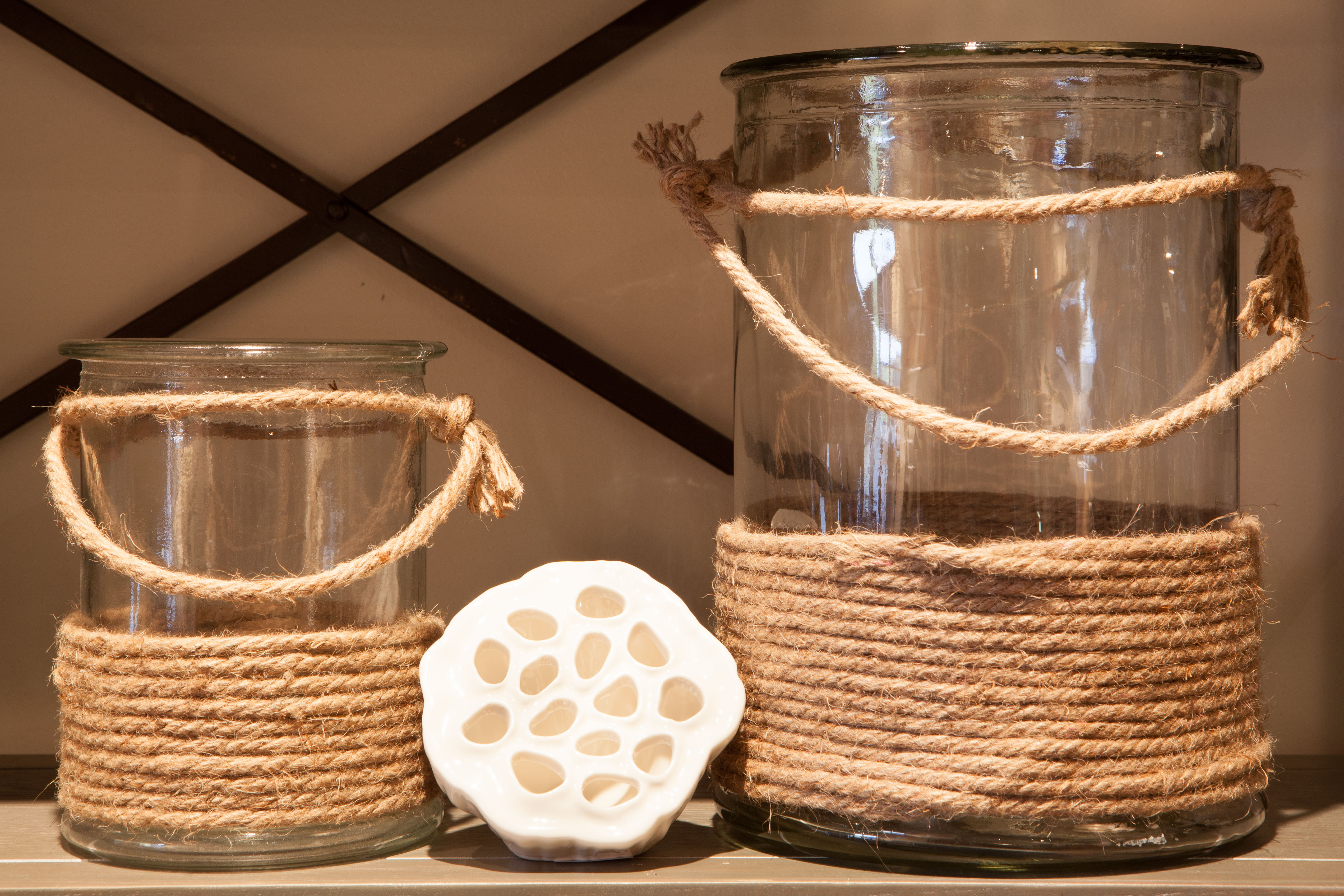 Rope and Glass Hurricane Vase | Collage Home