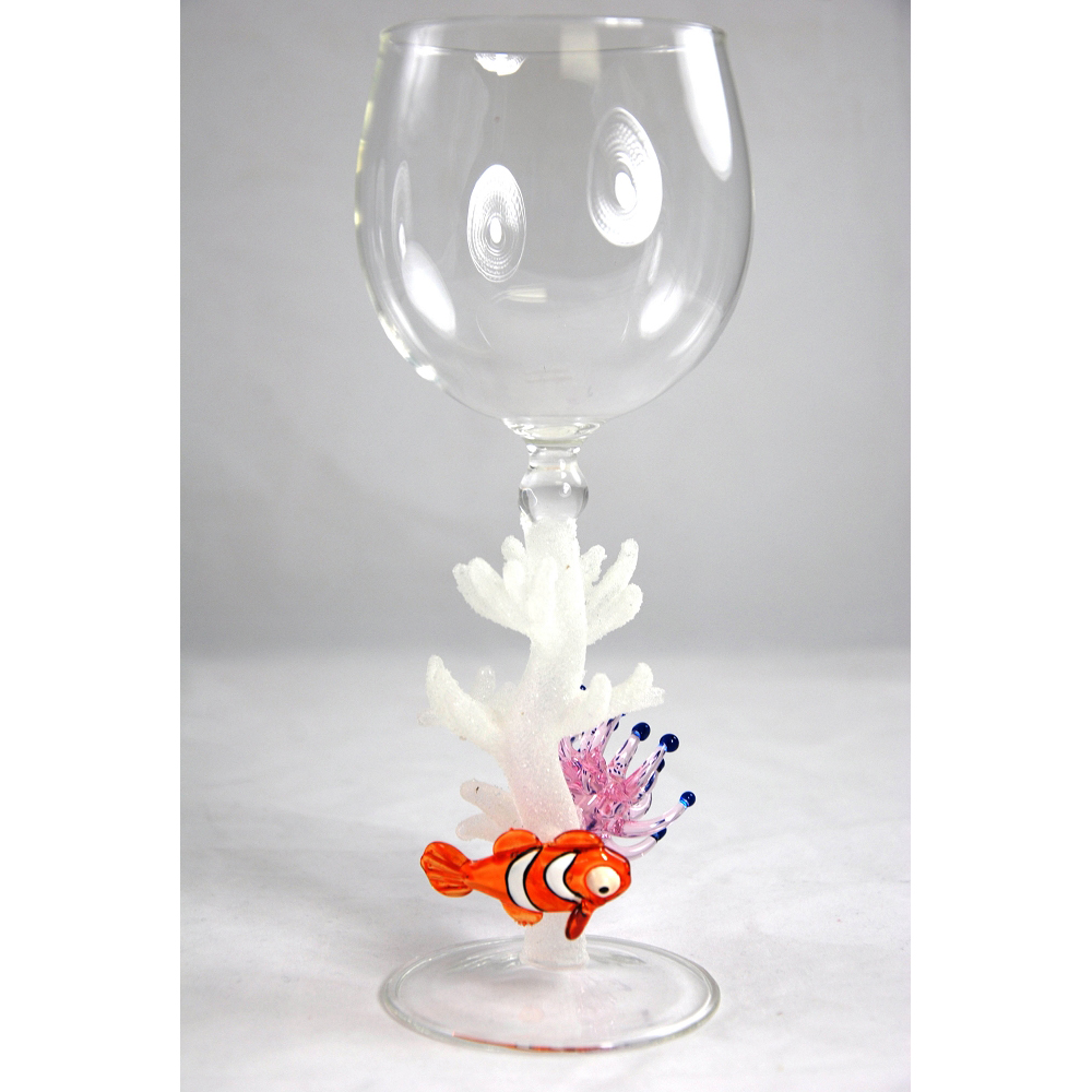 Hand Blown Clown Fish Wine Glass | Collage Home